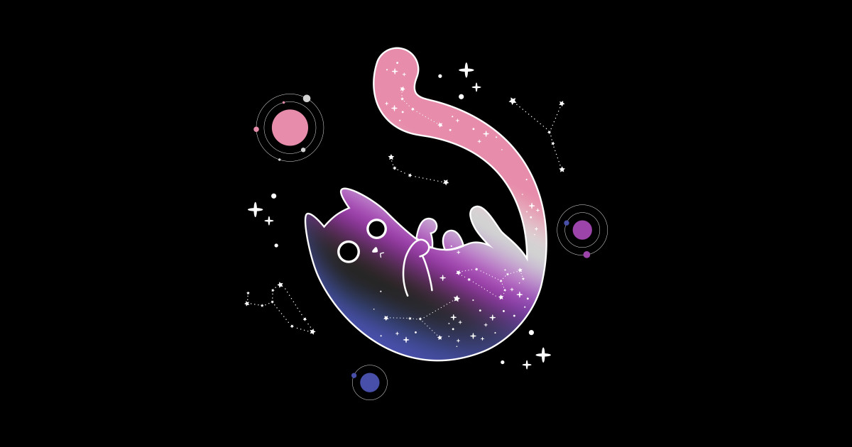 Genderqueer Cat Space Galaxy LGBT Pride Flag - Genderqueer - Sticker ...