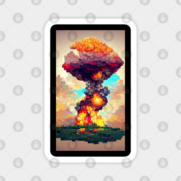 Pixel Art Nuke painting - Painting - Magnet | TeePublic