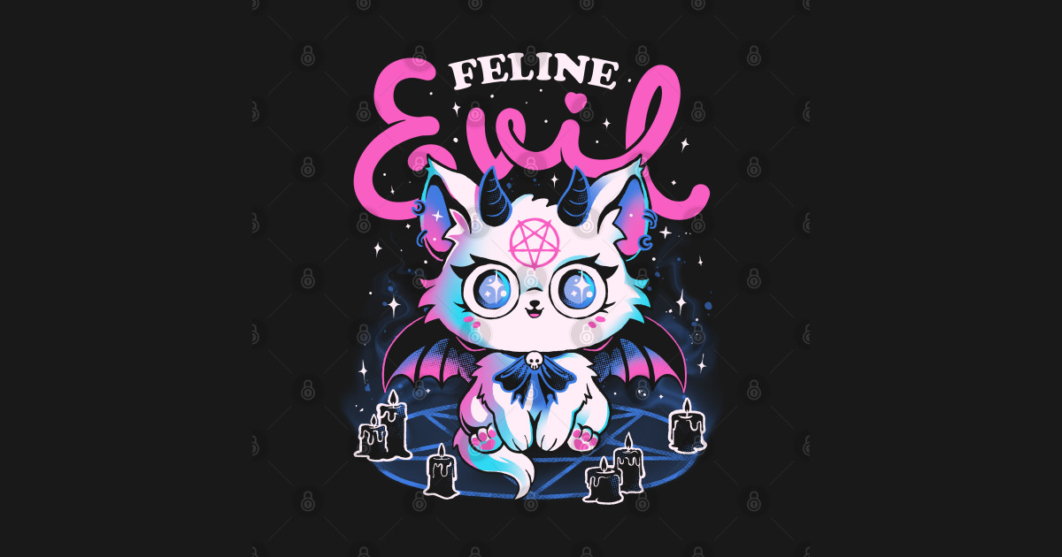 Feline Evil - Cute Dark Funny Evil Cat Gift - Evil - T-Shirt | TeePublic