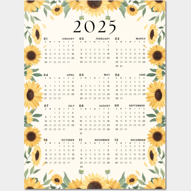 2025 sunflower wall calendar - 2025 Calendar - Posters and Art Prints ...