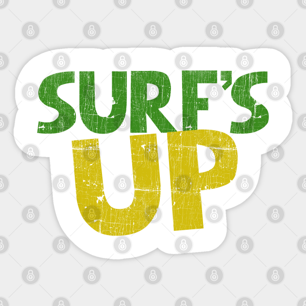 Surf's Up // Retro Typography Design - Surfs Up - Sticker | TeePublic