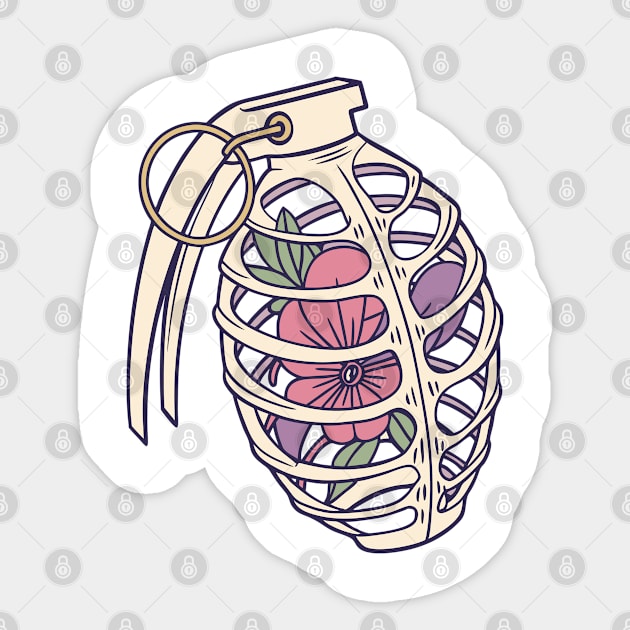 Skeleton Bomb Flowers - Skeleton Bomb Flowers - Sticker | TeePublic