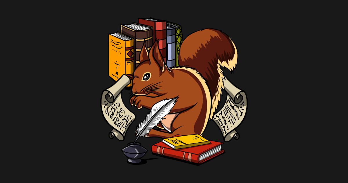 Squirrel Book Nerd - Cute Squirrel - T-Shirt | TeePublic