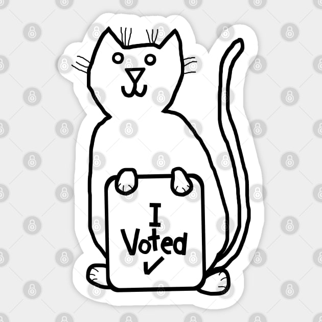 Cute Cat says she Voted Line Drawing - I Voted - Sticker | TeePublic