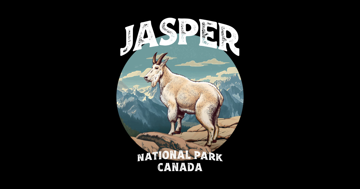 Jasper National Park Vintage Look Goat - Jasper National Park - Sticker ...