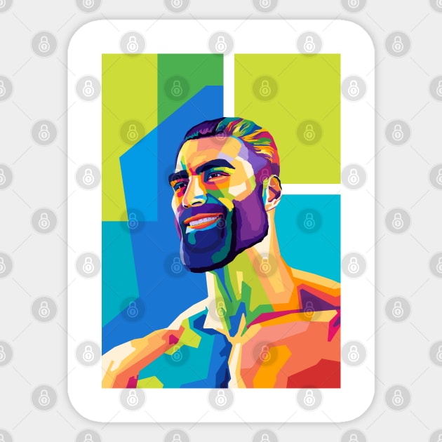 GigaChad Meme wpap Pop Art - Meme - Sticker | TeePublic