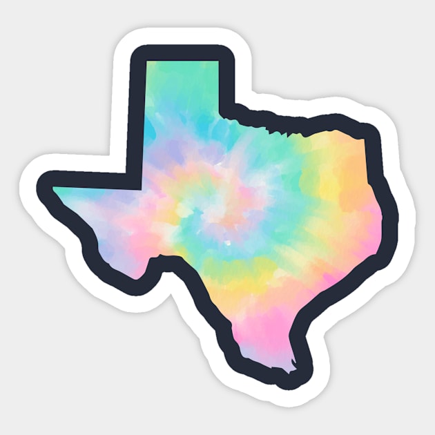 Texas State Map Tie Dye Artwork - Texas Map Tie Dye Artwork - Sticker ...