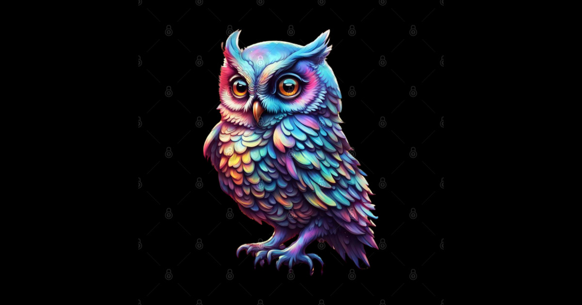 Magical Holographic Owls: Merlin - Owl - Sticker | TeePublic