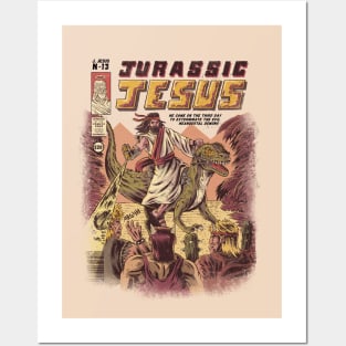 Jesus Riding A T Rex Dinosaur Funny Posters and Art Prints for Sale ...