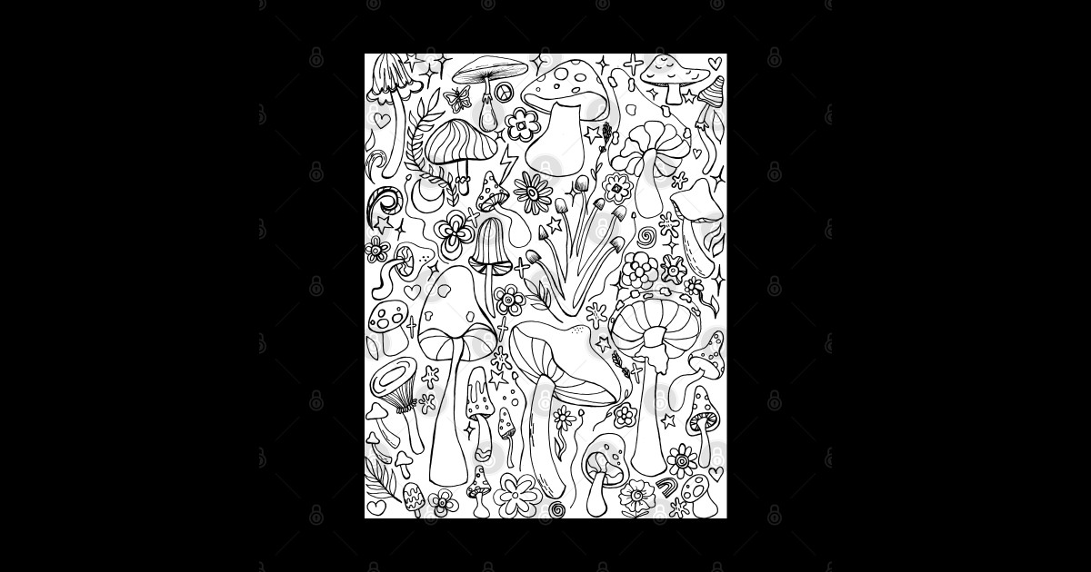 Mushroom Mesh - Outline - Mushrooms - Sticker | TeePublic