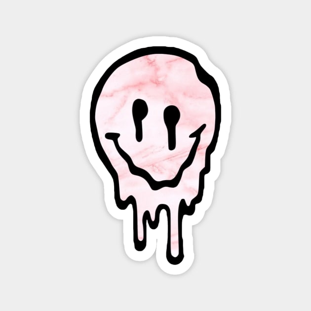 Pink Marble Drippy Smiley Face - Shaka - Magnet | TeePublic