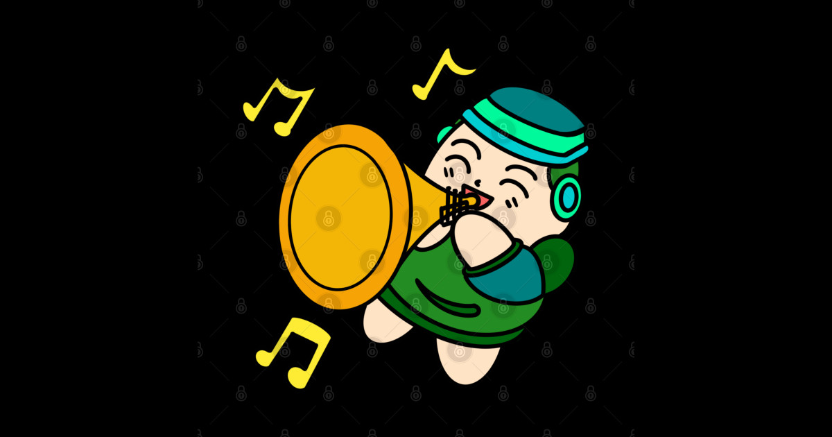 Cute cartoon boy happy playing trumpet - Trumpeter - Sticker | TeePublic