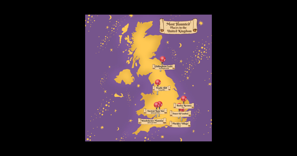 Haunted Map Of Great Britain - Haunted Map - Sticker | TeePublic