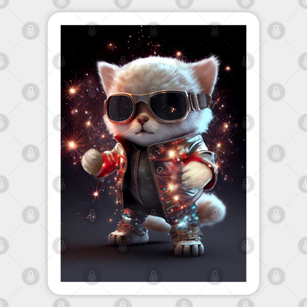 Cute Cosmic Cat - Anime Art design - Cute Cat - Sticker | TeePublic