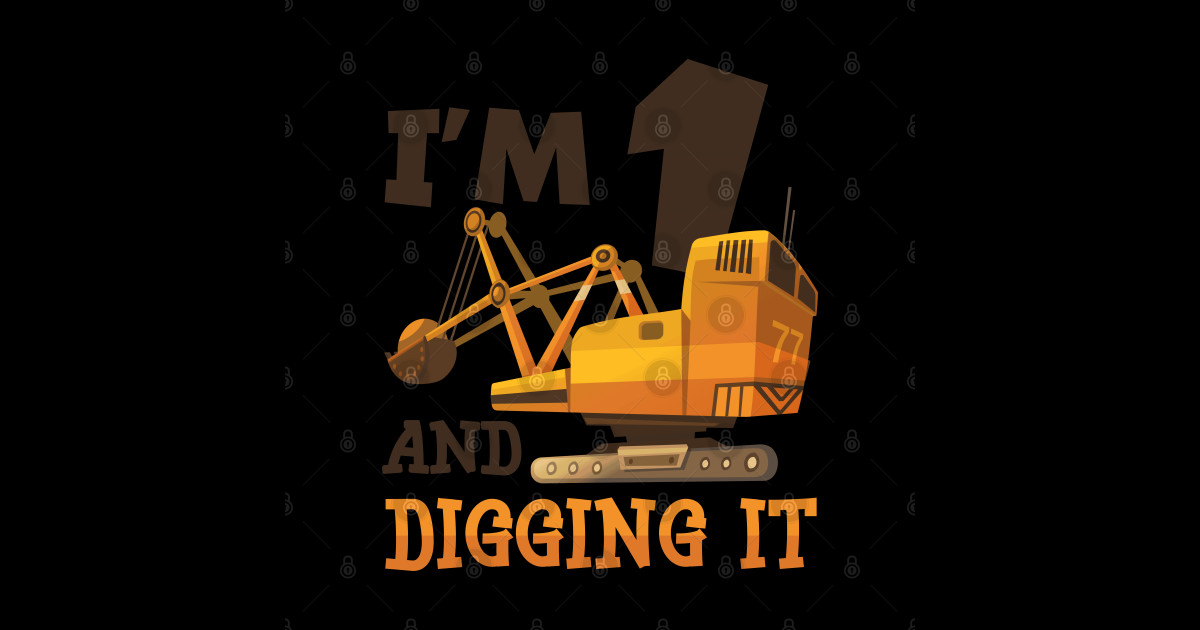 I’m 1 and Digging It Construction Theme - First Birthday - Sticker ...