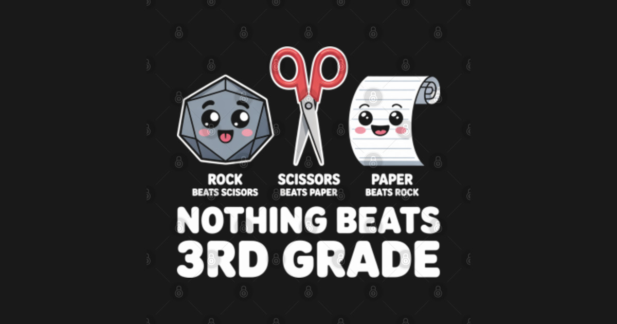 Cute Rock Paper Scissors 3rd Grade School Design - Third Grade Humor ...