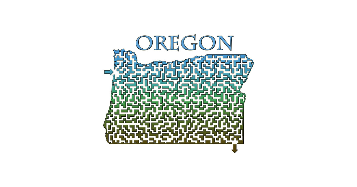 State of Oregon Colorful Maze - Oregon - T-Shirt | TeePublic