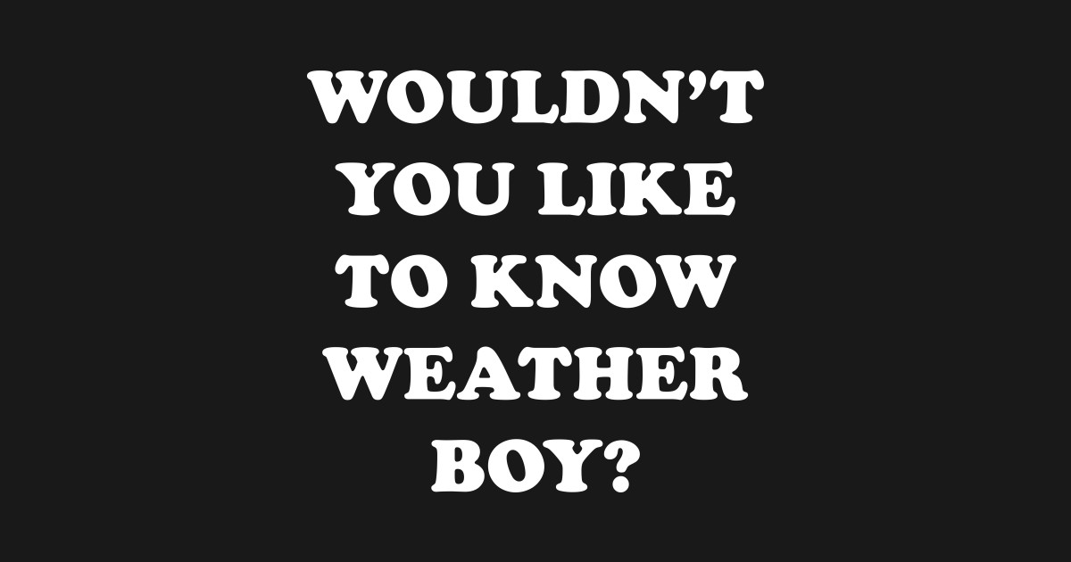 Wouldn't You Like To Know Weather Boy - Weather Boy - T-Shirt | TeePublic