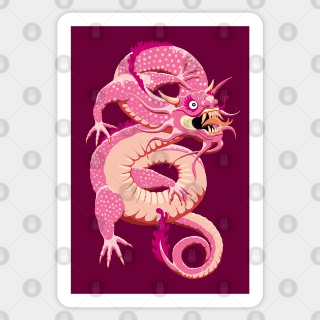 Pink Chinese Dragon - Chinese Dragon - Sticker | TeePublic