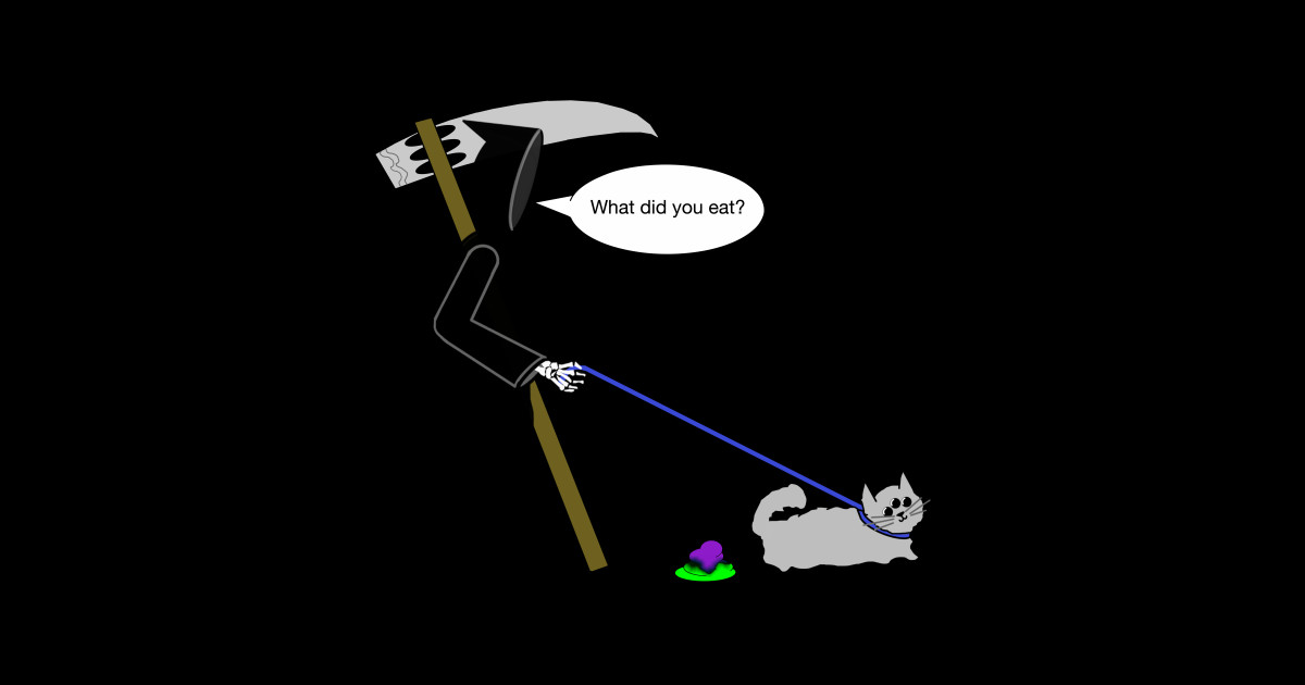 Grim Reaper Walking the Cat - Grim Reaper - Sticker | TeePublic