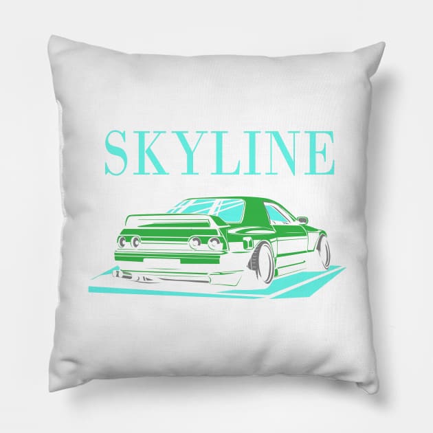 R32 skyline GTR Godzilla jdm poster - Car - Pillow | TeePublic
