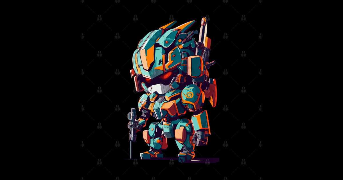 Tiny Mech Warrrior - Mecha - Sticker | TeePublic