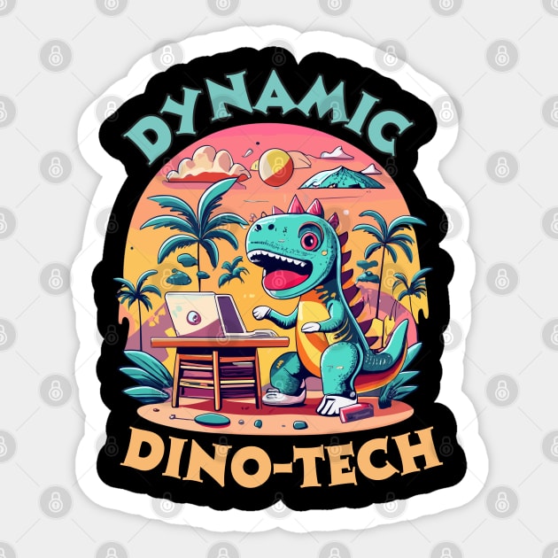 "Dynamic Dino-Tech" design - Dinosaur - Sticker | TeePublic
