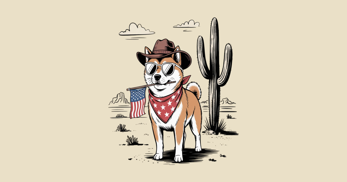 4th of July Patriotic Shiba Cowboy Dog USA Flag - 4th Of July Patriotic ...