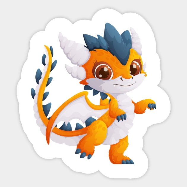 Little Cute Yellow Dragon - Dragon - Sticker | TeePublic