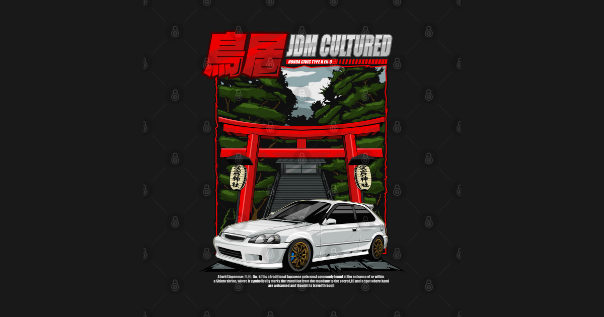 JDM-HONDA CIVIC TYPE R-EK9(WHITE) - Honda Civic Ek9 - T-Shirt | TeePublic