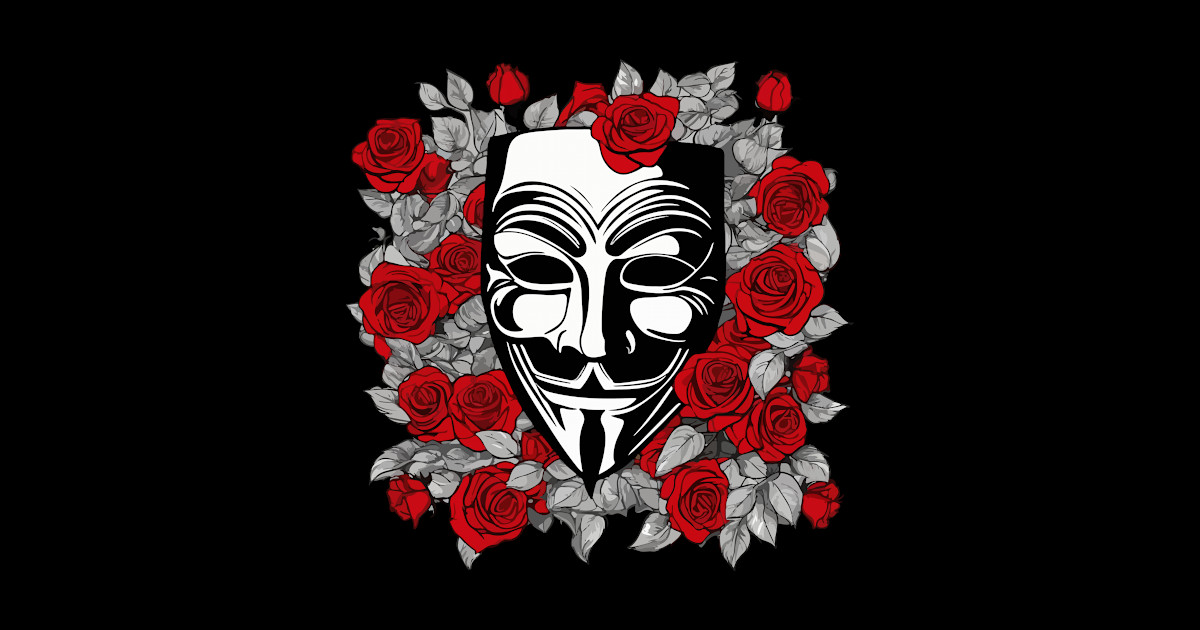 Guy Fawkes Mask & Roses - V For Vendetta - Sticker | TeePublic