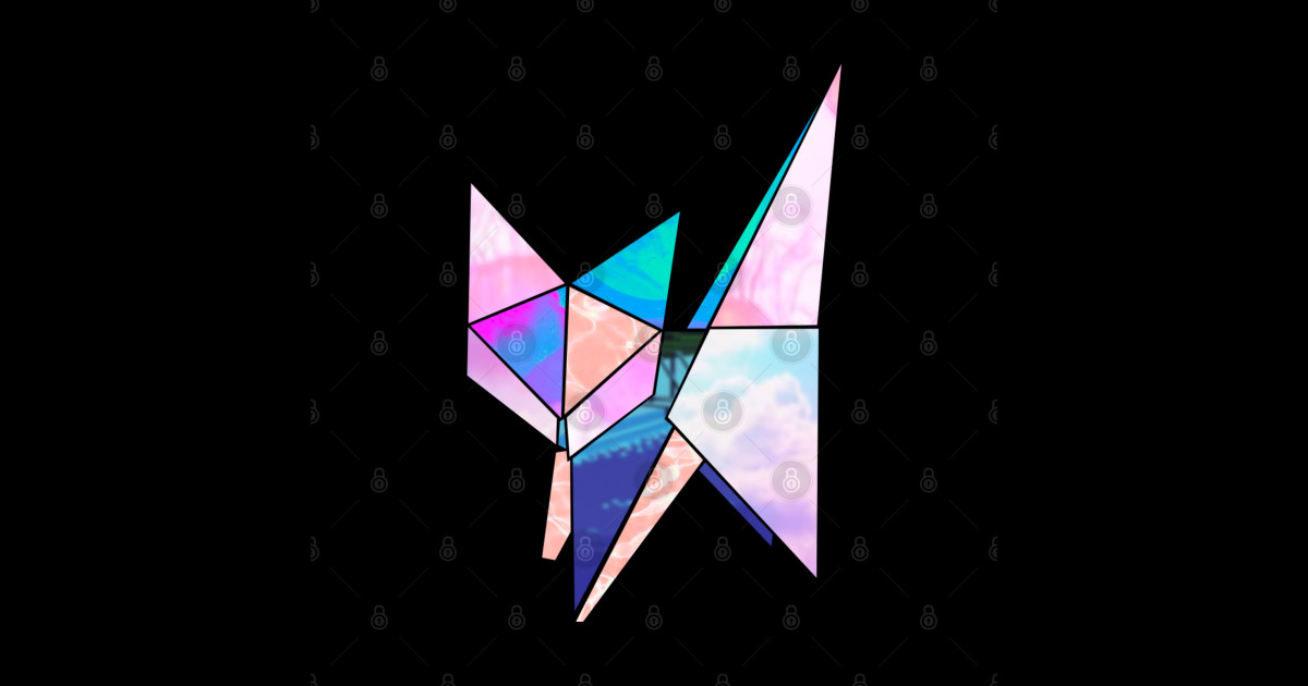 Origami Vaporwave Cat mk.2 - Origami - Sticker | TeePublic