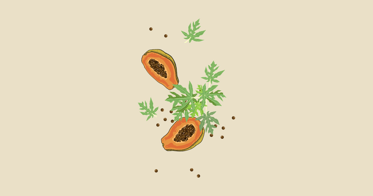 Papaya with plant and seeds pattern - Papaya - T-Shirt | TeePublic