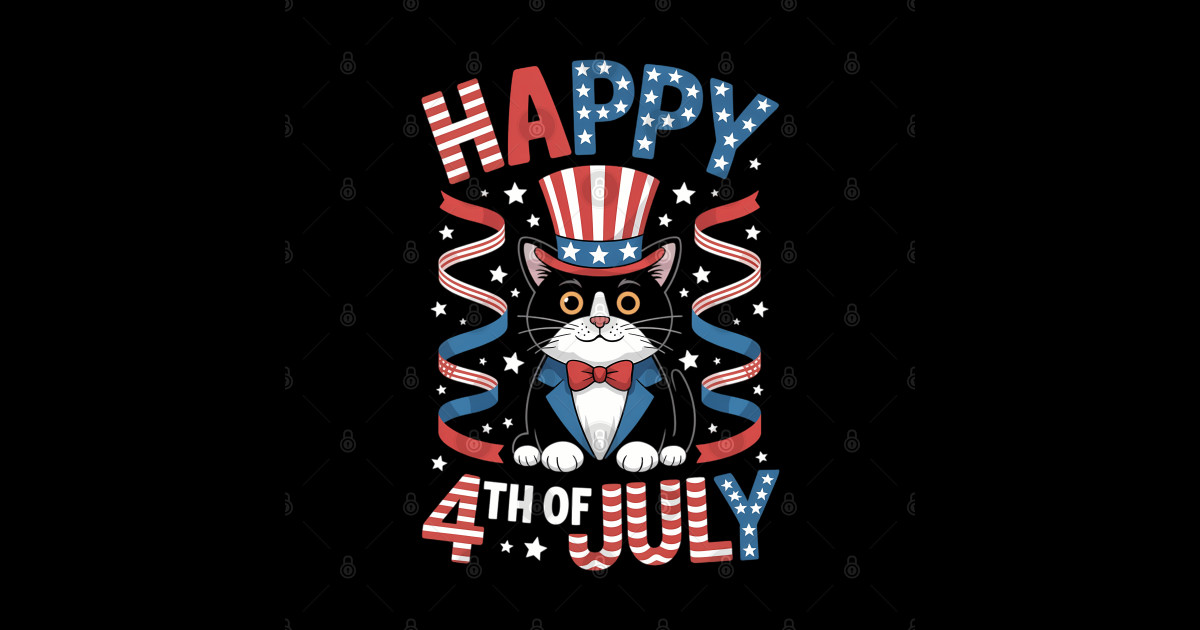 Party Happy 4th Of July Cat - Party 4th Of July Cat - Tapestry | TeePublic