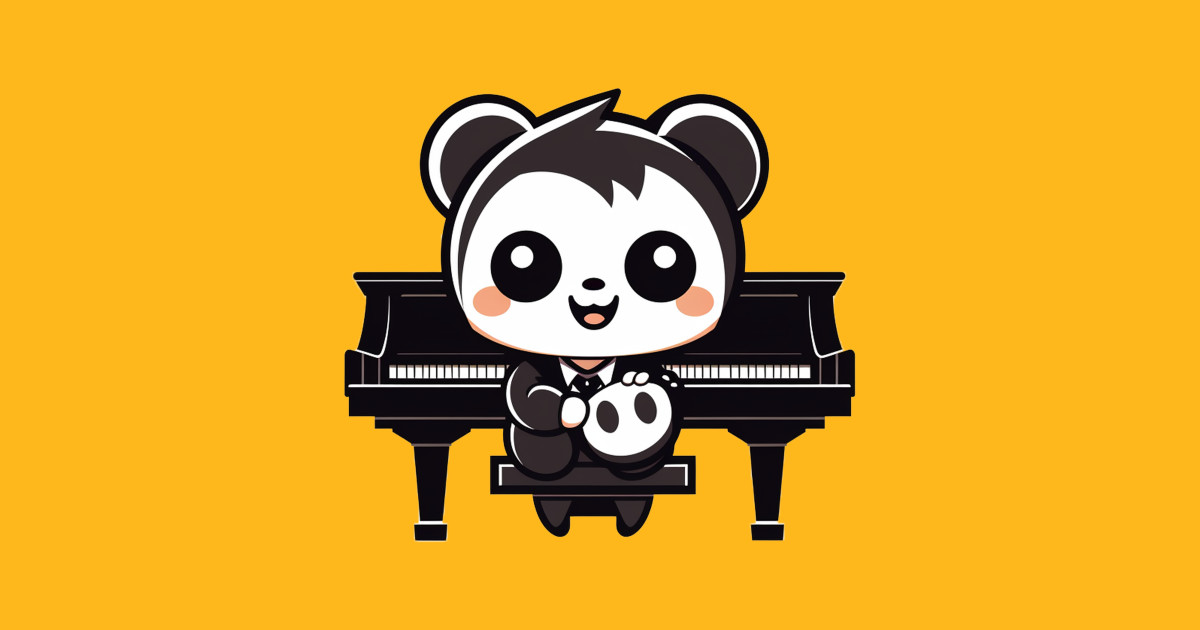 Chibi Panda Playing Grand Piano - Music Instrument - T-Shirt | TeePublic