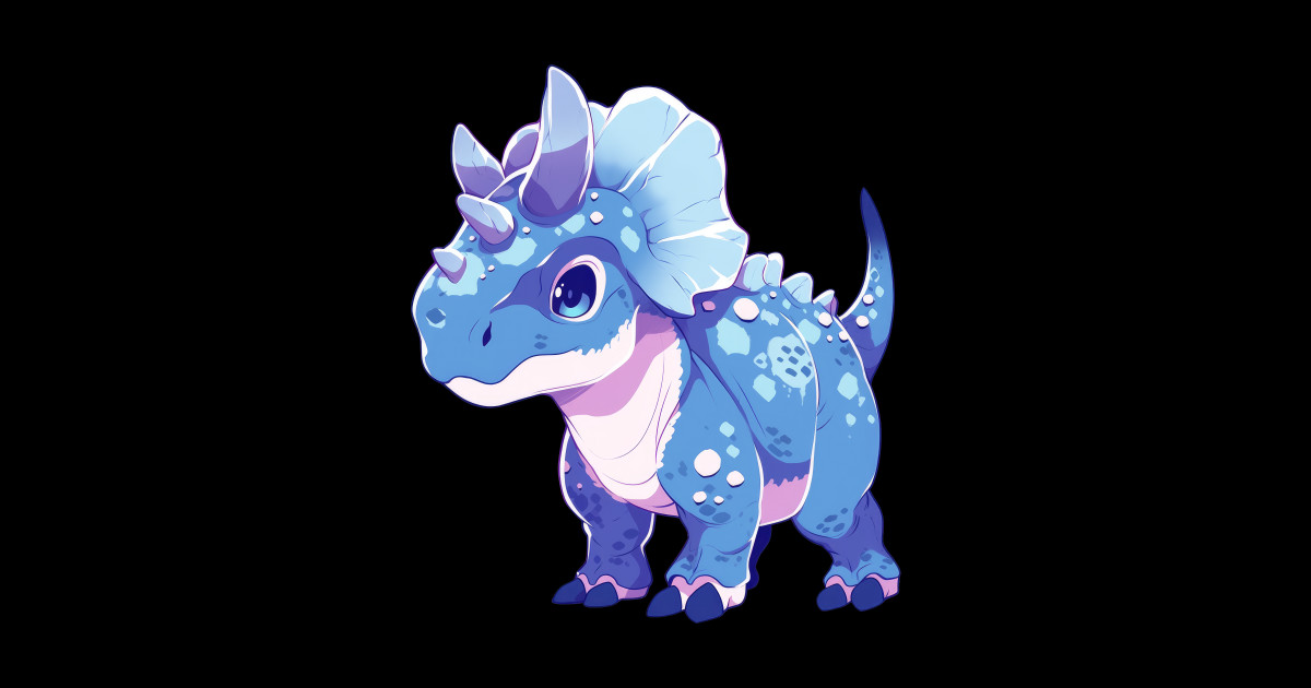 Cute Triceratops Chibi Style - Dinosaur - Sticker | TeePublic
