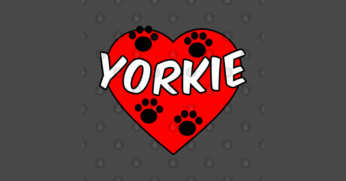 Yorkie Dog Paw Prints And Red Heart - Yorkie Dog - T-Shirt | TeePublic