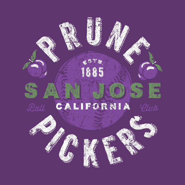 San Jose Prune Pickers - Minor League Baseball - T-Shirt | TeePublic