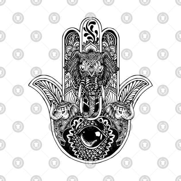 Hamsa Hand Elephant - Hamsa - T-Shirt | TeePublic