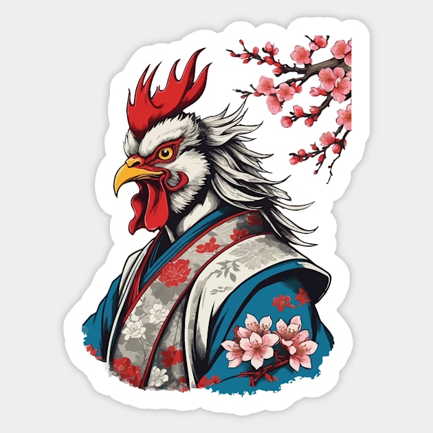 Samurai rooster in Ukiyo-e style retro design - Samurai Picture ...