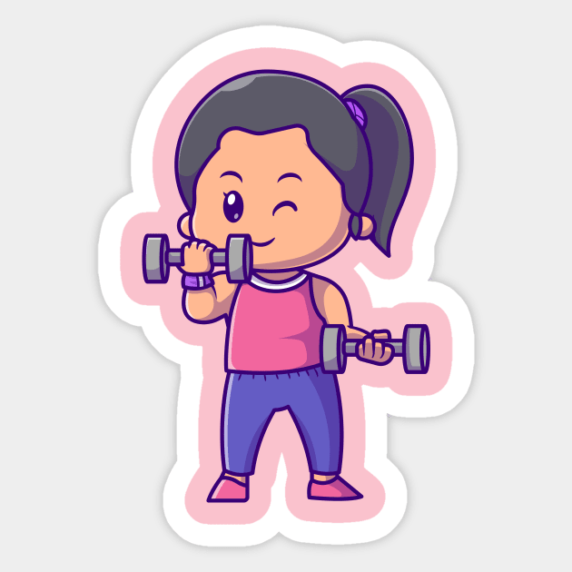 Cute Woman Lifting barbell Cartoon - Cute Woman Lifting Barbell Cartoon ...
