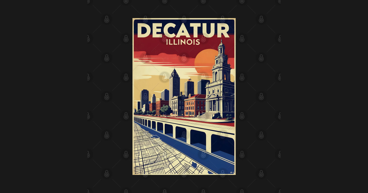 Decatur Illinois USA Vintage Poster Tourism Travel - Decatur - T-Shirt ...