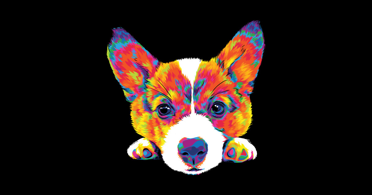 The Cutest Rainbow Corgi Puppy - Corgi Art - Sticker | TeePublic