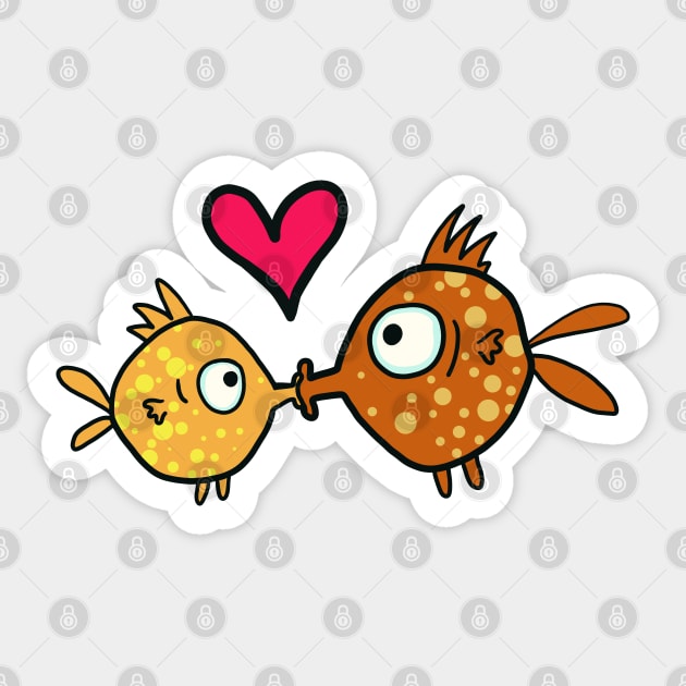kissing fish - Kissing Fish - Sticker | TeePublic