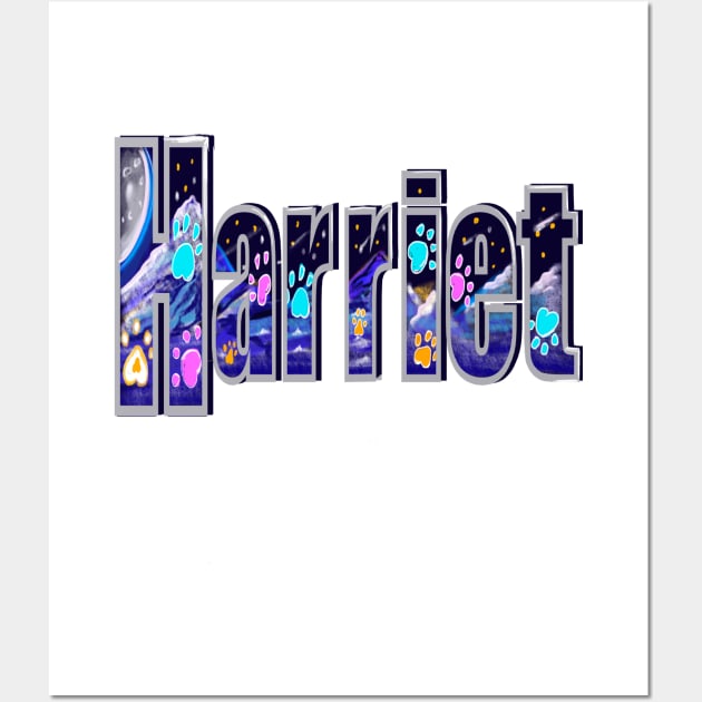 Harriet girls first name in with paw prints retro Personalized ...