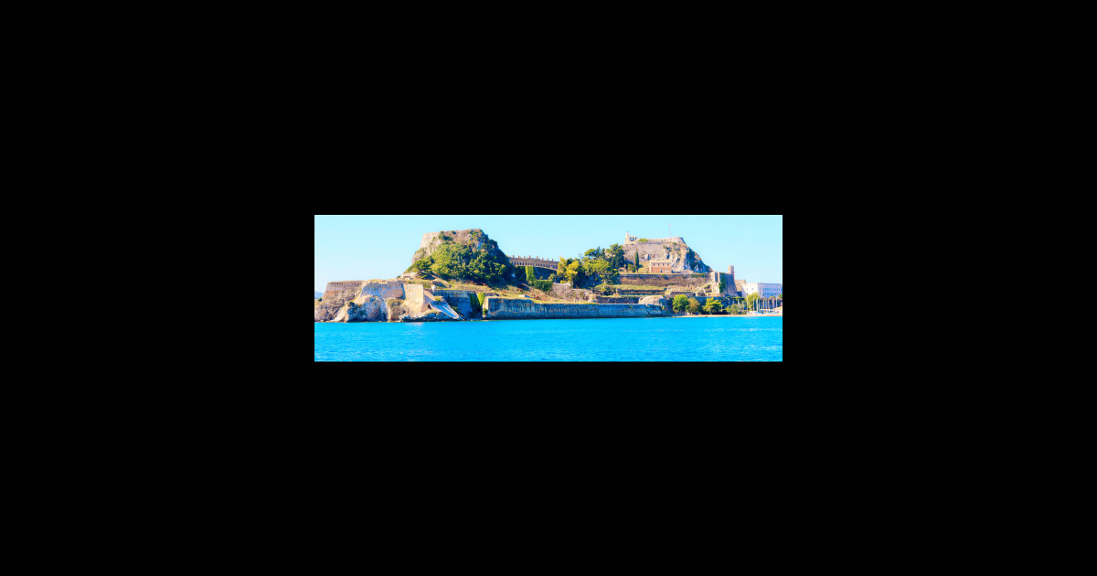 A View of Corfu Town, Greece - Corfu Town - Sticker | TeePublic