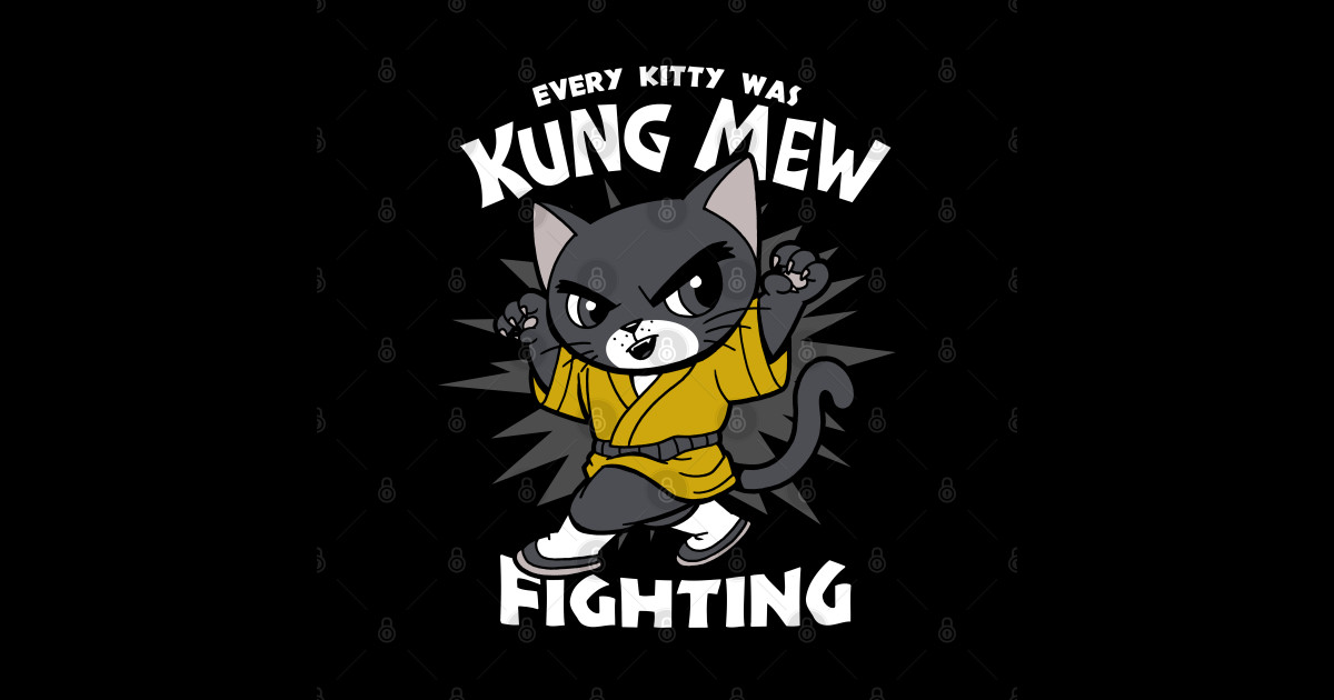 Funny Retro 70s Kung Fu Cat Meme - Cat - Sticker | TeePublic