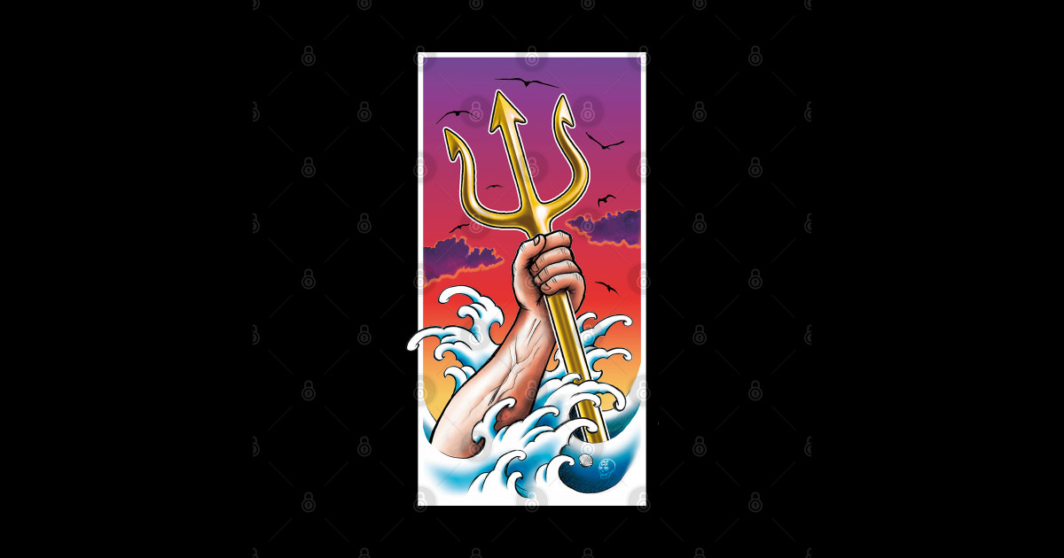 Poseidon Sea God Underwater With Trident In Hand - Poseidon - Sticker ...