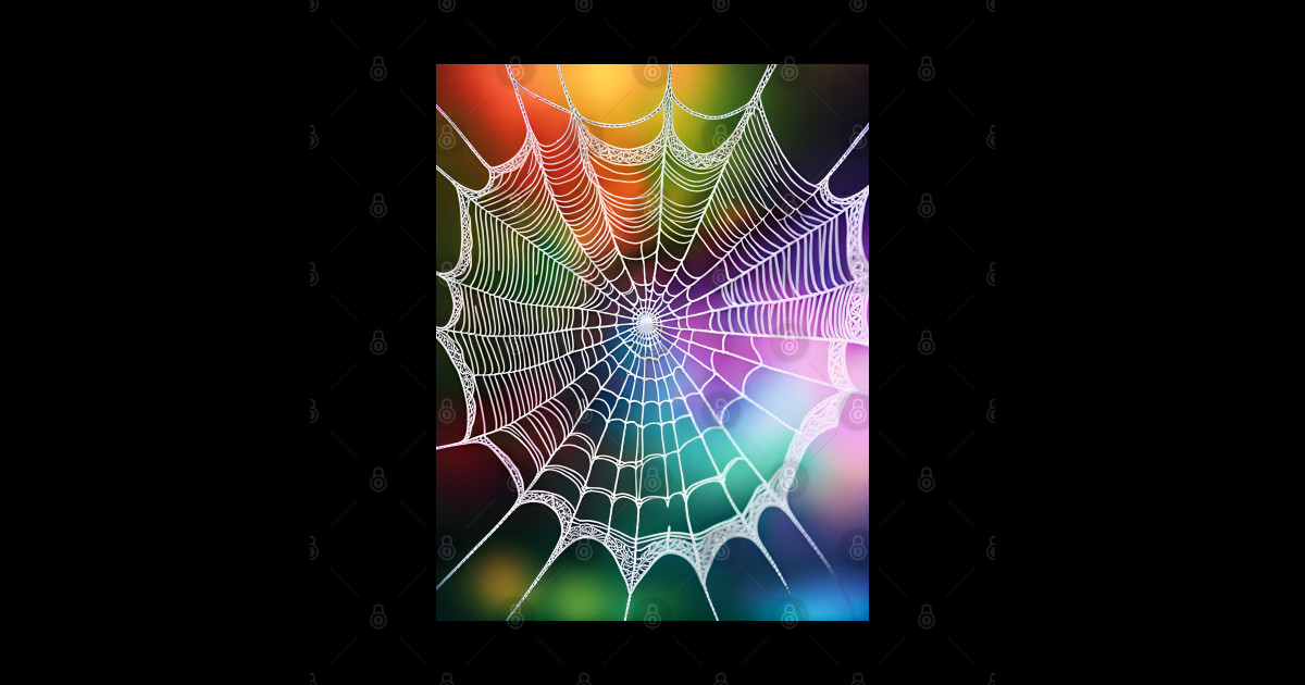 Spider's lacy rainbow web! - Spider Webs - Sticker | TeePublic