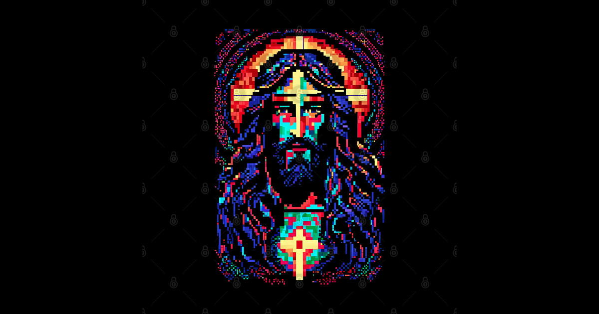 Pixelated Jesus Christ - Jesus Christ Pixel Art - Sticker | TeePublic